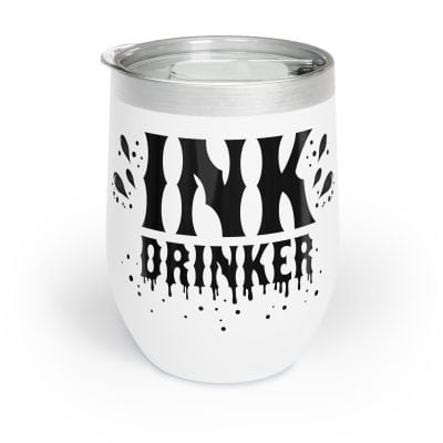 “Ink Drinker” Travel Tumbler – 12 oz Stainless Steel Mug with Lid ...