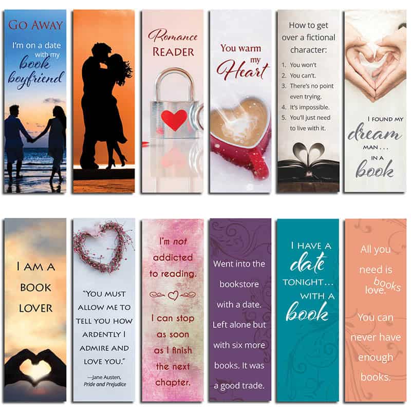 Printable Romance Bookmark Bundle | 12 Love-Themed Bookmarks – Book Cave