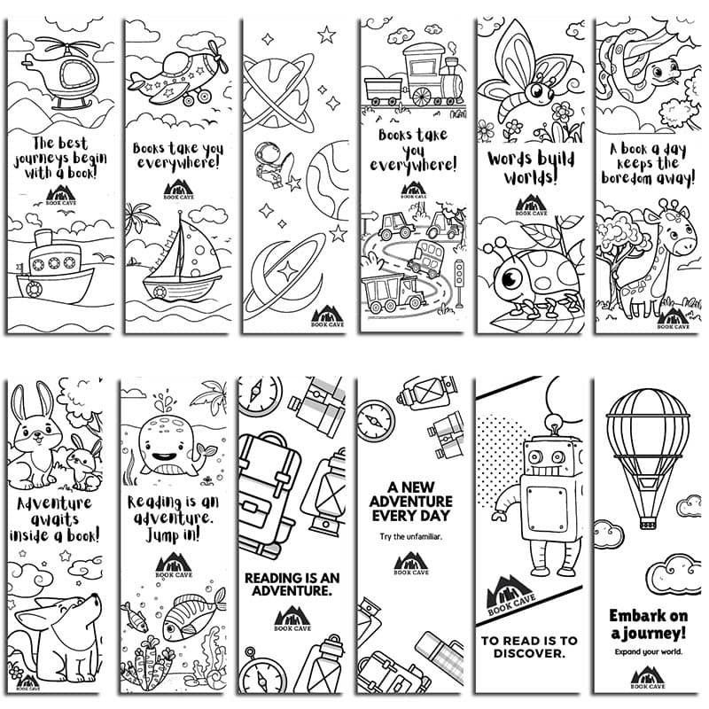 Printable Adventure-Themed Coloring Bookmarks for Kids | 8 Exciting ...