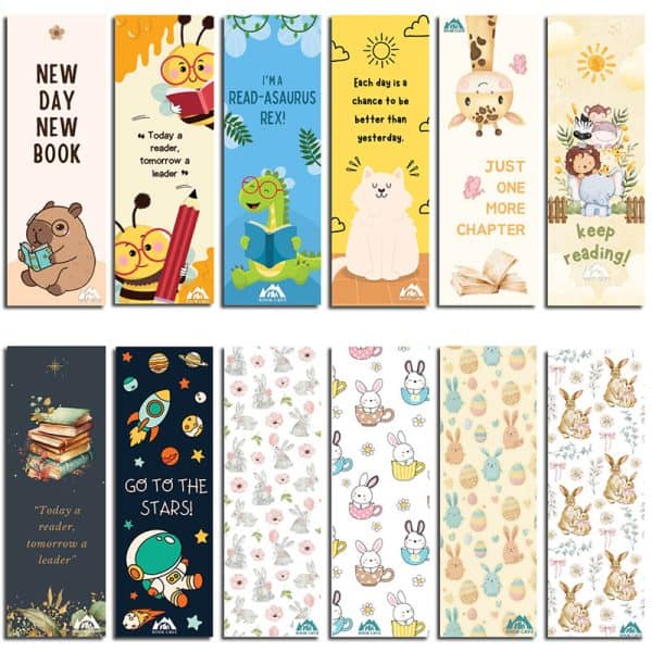 Printable Kids Bookmark Bundle | 12 Fun & Colorful Bookmarks for Young ...