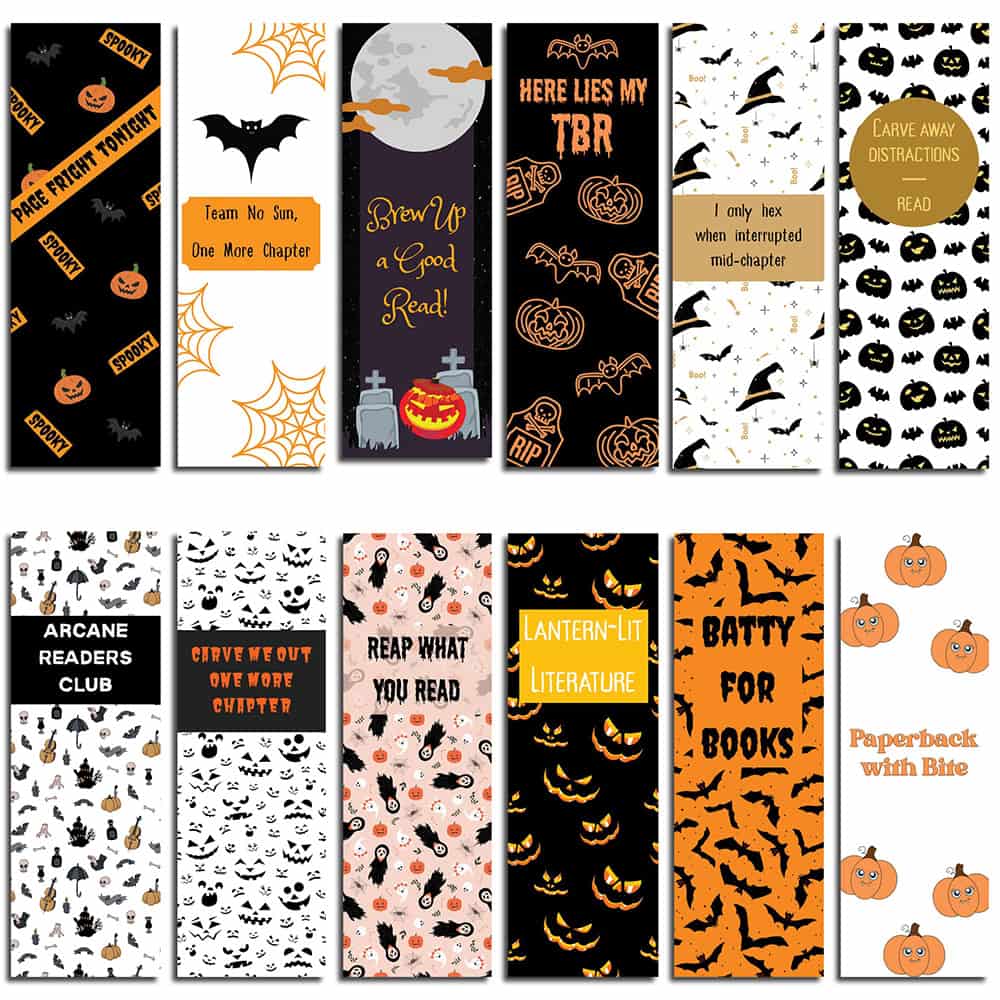 Printable Halloween Bookmarks | 12 Spooky & Funny Reading Puns (Digital ...