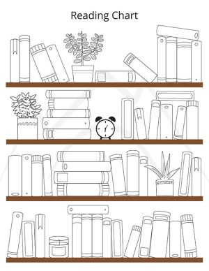 Printable Reading Chart | Color-Your-Own Bookshelf Tracker (50 Books ...